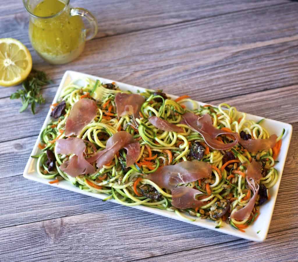 Zucchini Spiralized Salad - Recipe Redux - The Domestic Dietitian