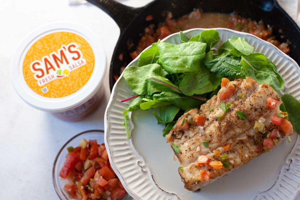 Pan Roasted Fish with Spicy Salsa - Mediterranean Diet Recipe