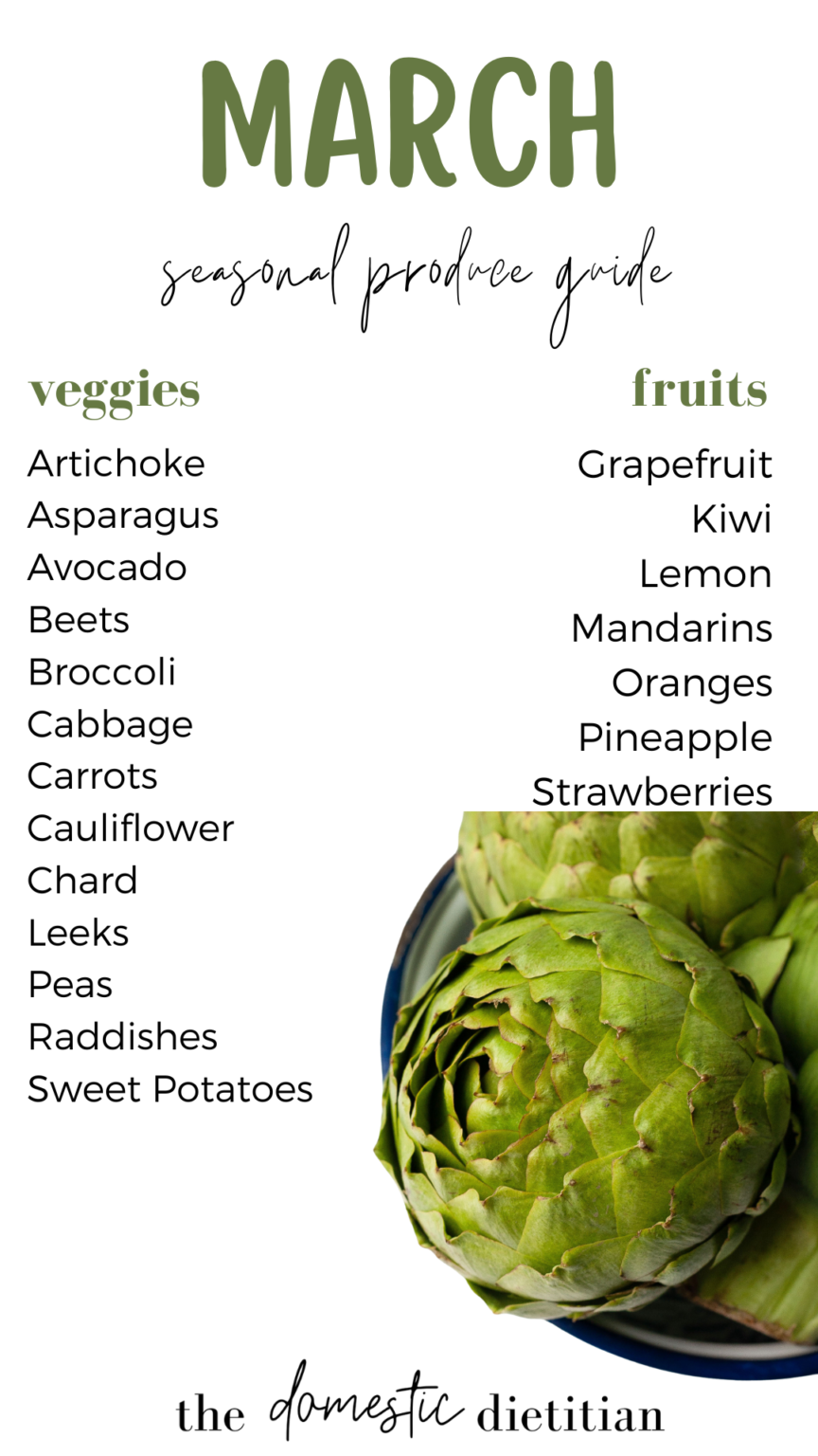 March Seasonal Produce Guide with Recipe Ideas - The Domestic Dietitian